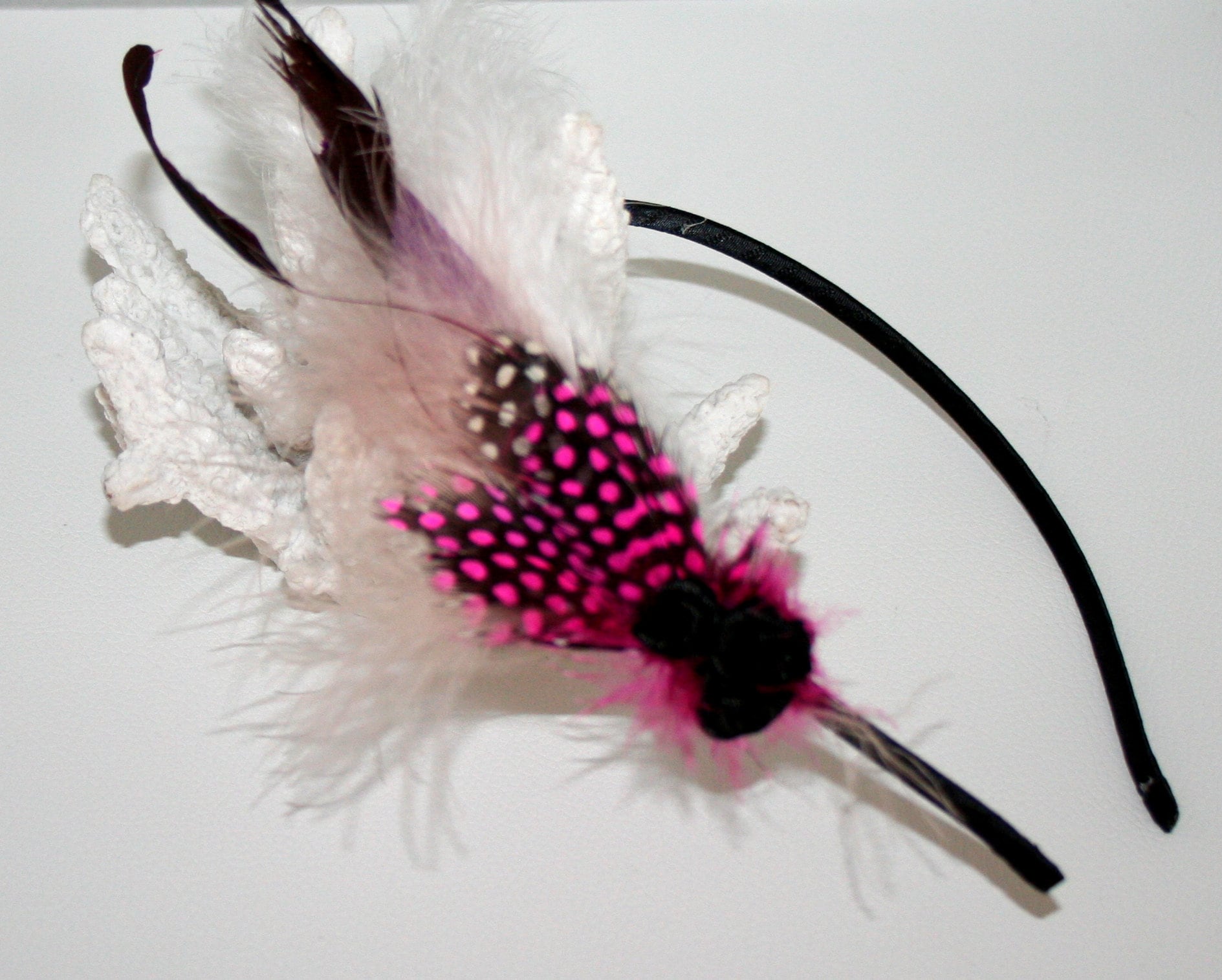 Feder Haarreif Schwarz – Damen Fascinator mit echten Federn und ...