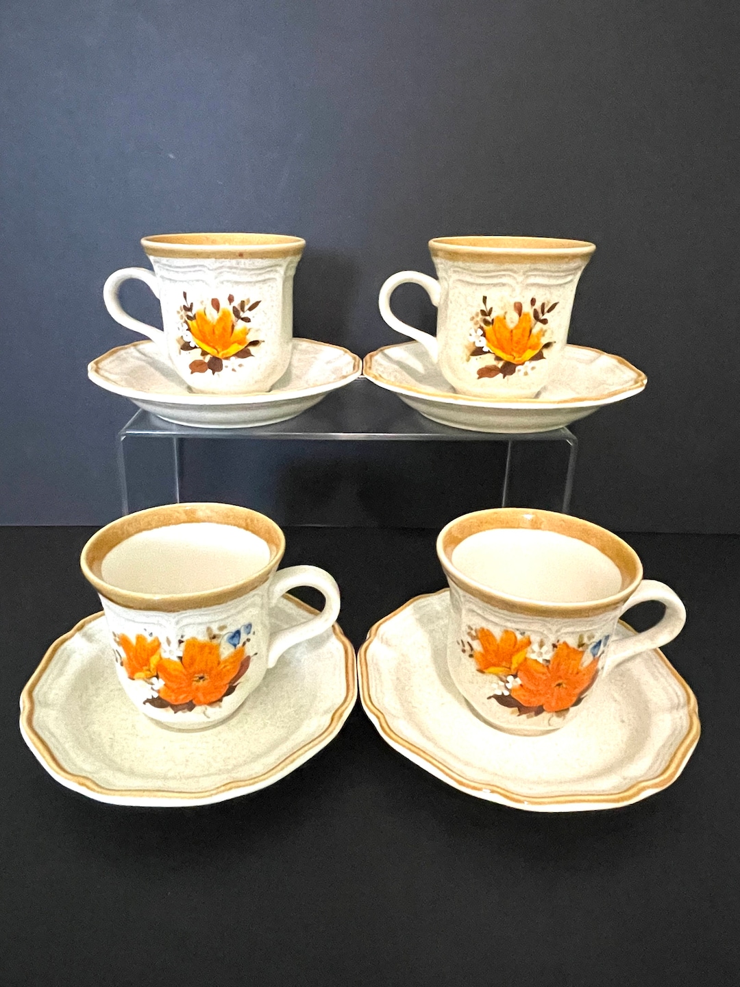 Vintage Set of 4 Mikasa Cups and Saucers Garden Club - Etsy