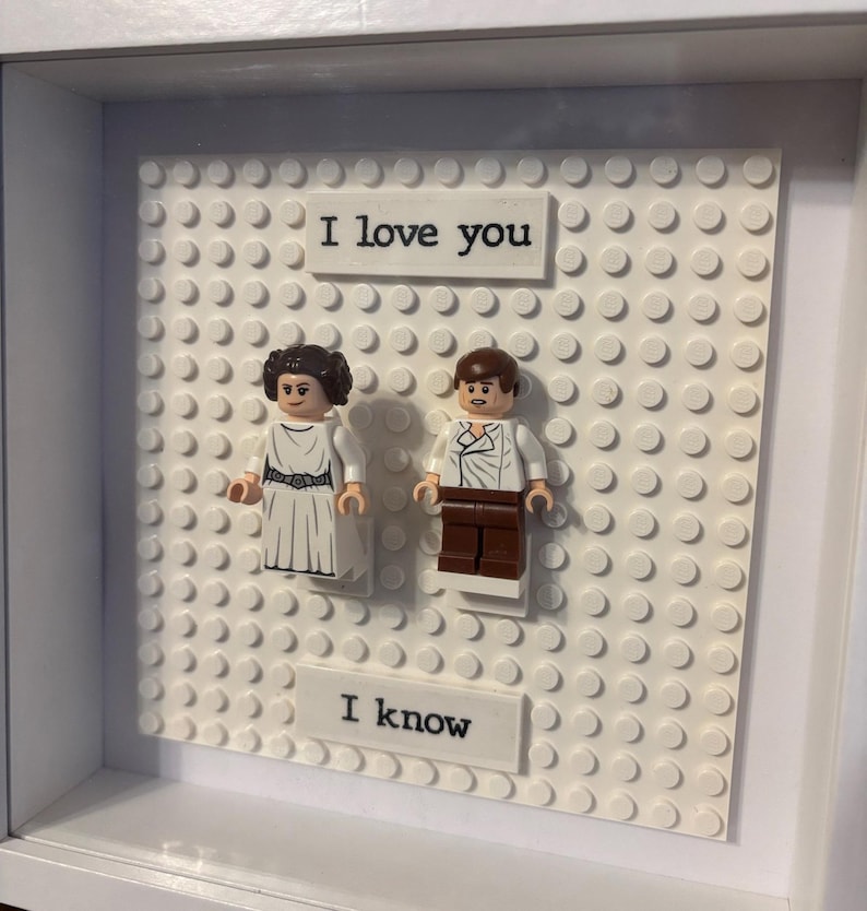 CUTE Han Solo and Princess Leia "i Love You" Lego Minifigure Shadow Box ...
