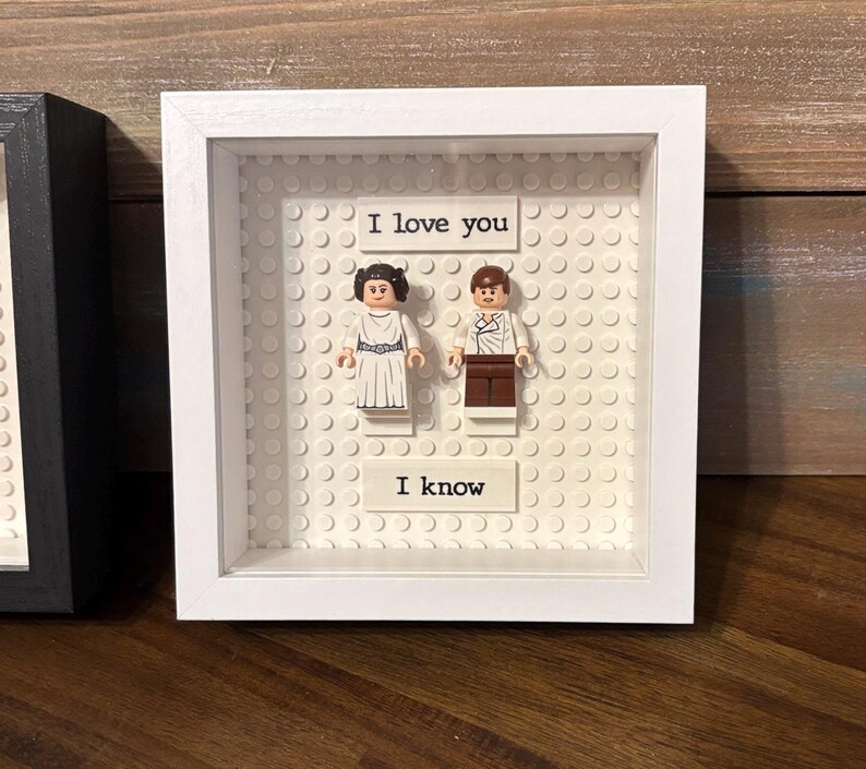 CUTE Han Solo and Princess Leia "i Love You" Lego Minifigure Shadow Box ...