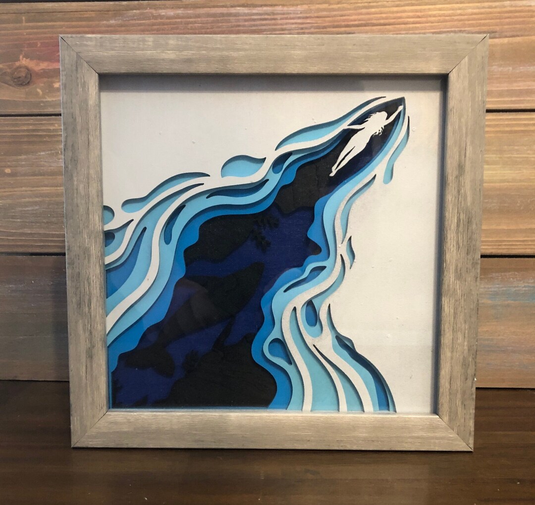 Gorgeous 3D Laser Cut Swimming Woman Seascape - Etsy