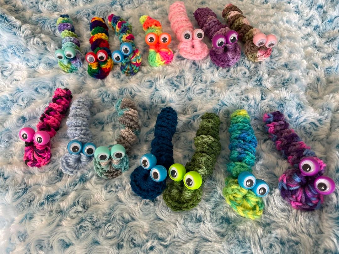 Worry Worm, Googly Eyes, Silly, Fidget Toy, Handmade, - Etsy