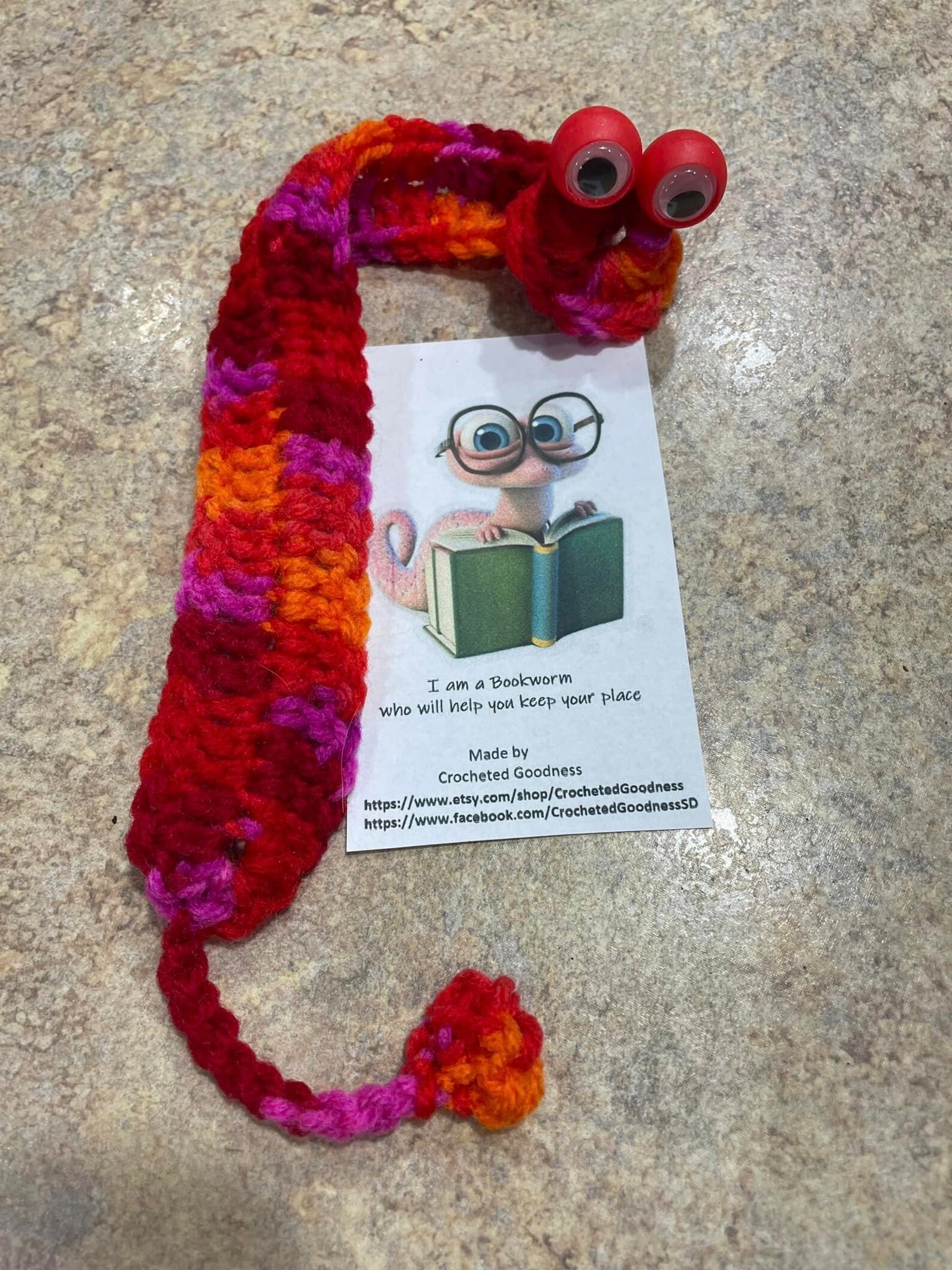 Googly Eyes, Bookworm, Page Marker, Bookmark, Back to School, Crocheted ...