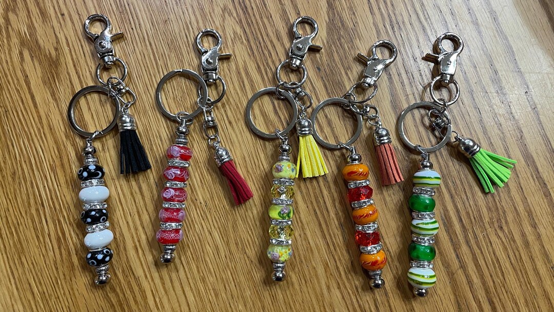 Glass Bead Keychain, Rod Keyring, Tassel, Key Ring, Keyring Fob ...
