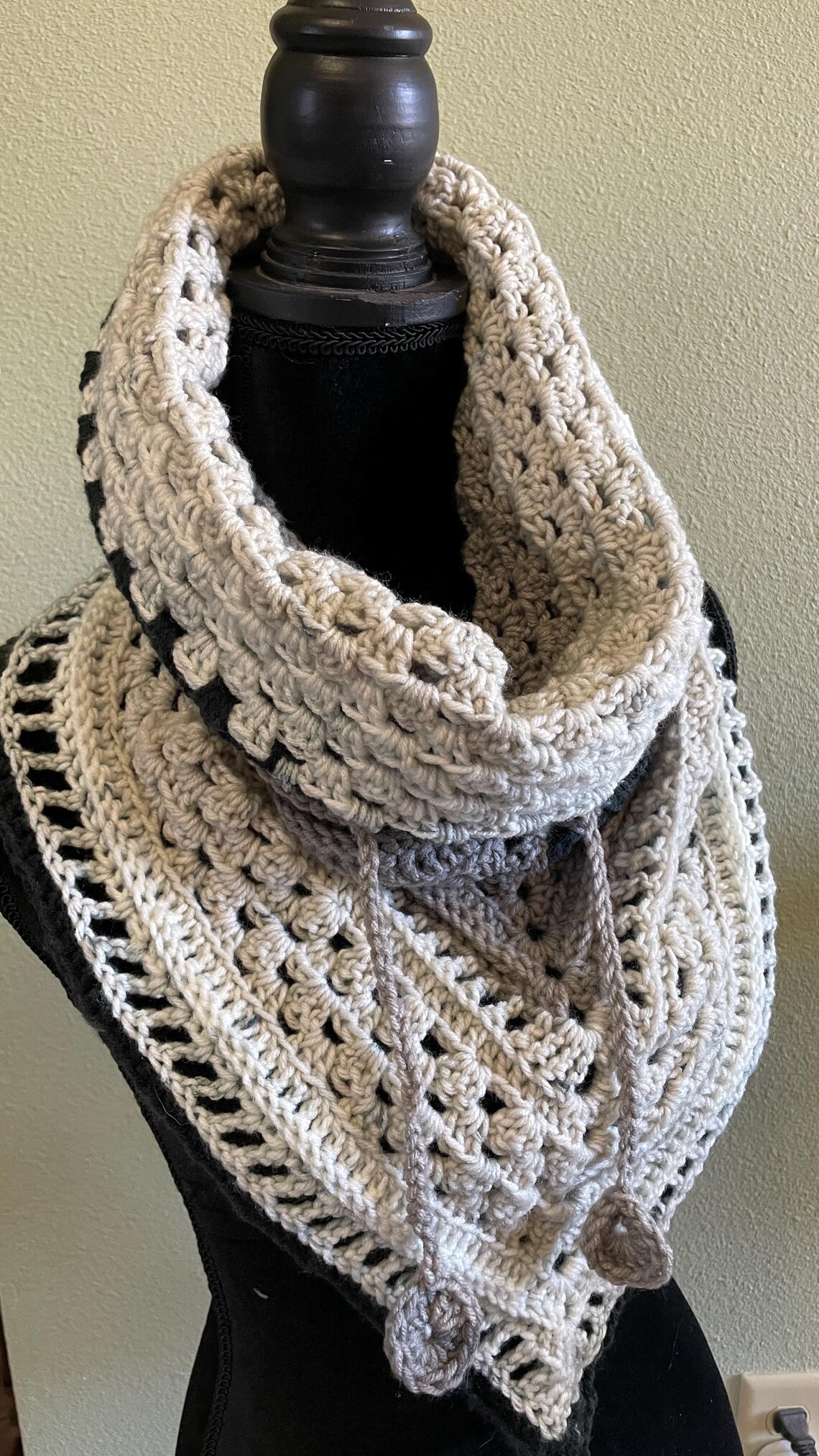 Hooded Cowl Bandanna Triangle Scarf, Hood, Drawstring, BOHO ...