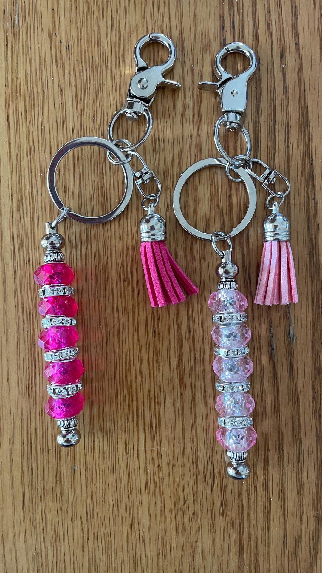 Pink Lady, Breast Cancer Awareness, Glass Bead Keychain, Rod Keyring ...