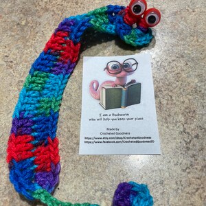 Googly Eyes, Bookworm, Page Marker, Bookmark, Back to School, Crocheted ...