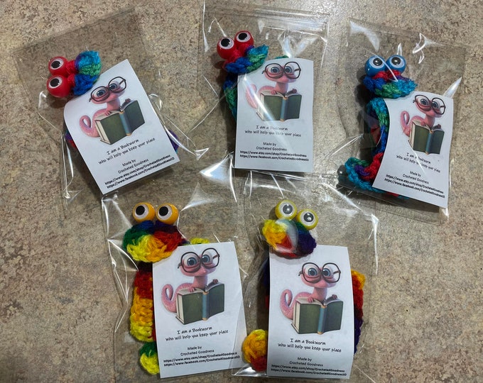 Googly Eyes, Bookworm, Page Marker, Bookmark, Back to School, Crocheted ...