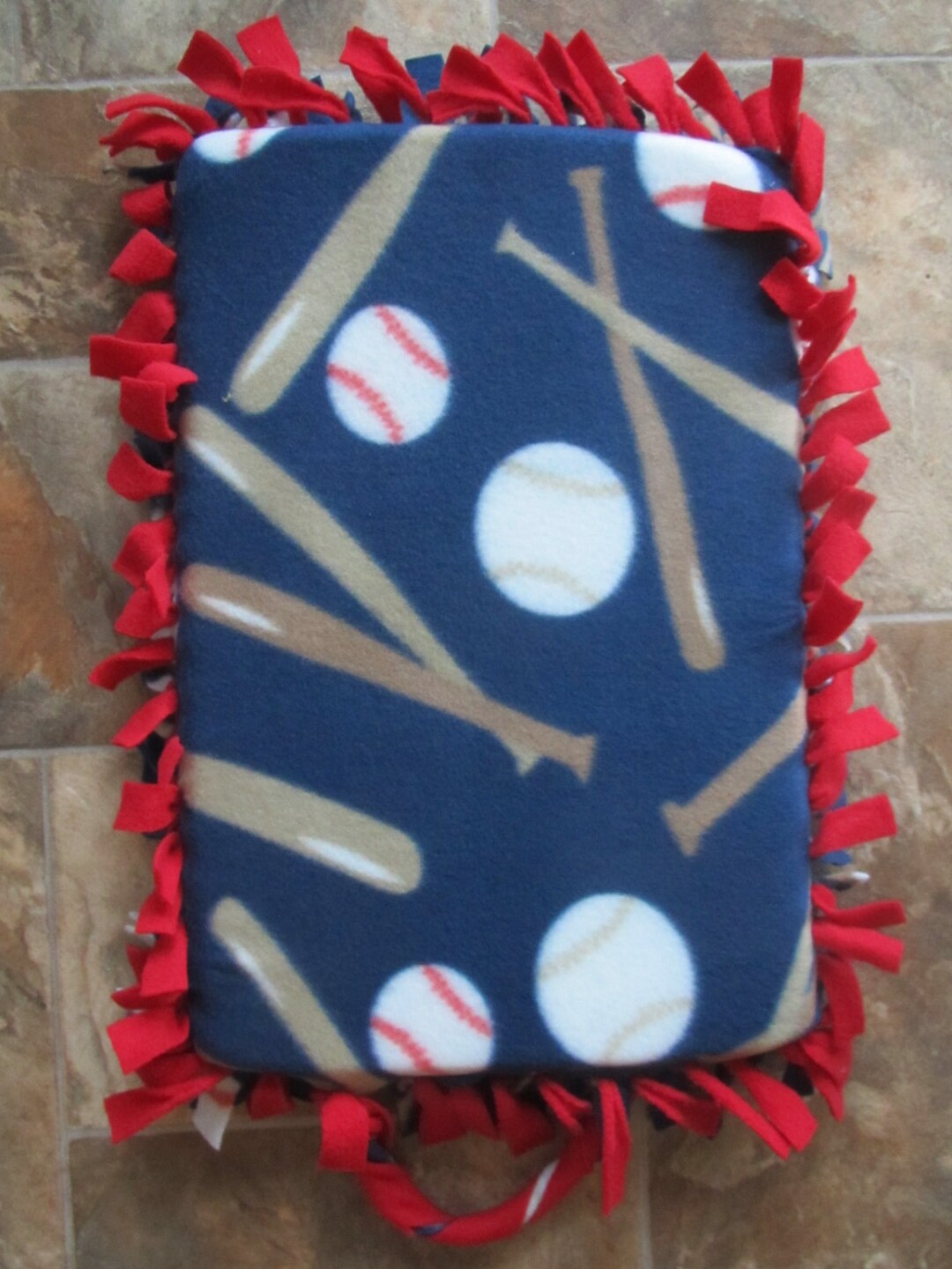 Bleacher Seat Bench Cushion Baseball Fan Mom Balls and Bats W/ Red Back ...