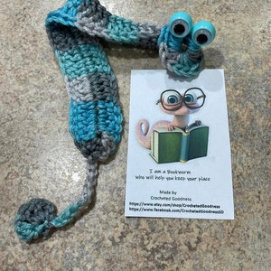 Googly Eyes, Bookworm, Page Marker, Bookmark, Back to School, Crocheted ...