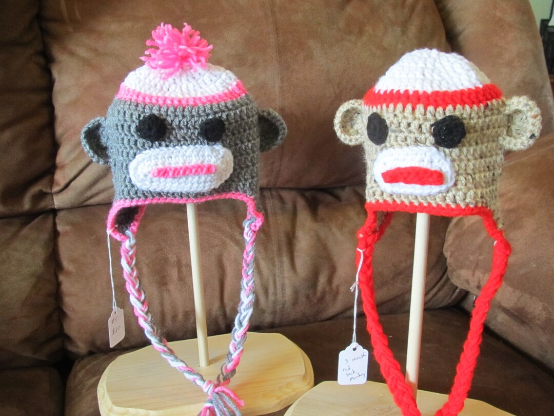 Monkey Hat, Crocheted, Yarn, Ear Flap Hat, for Babies & Children ...