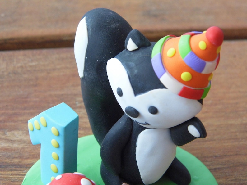 Skunk Birthday Cake Topper, Skunk Figurine, Woodland Birthday Party ...