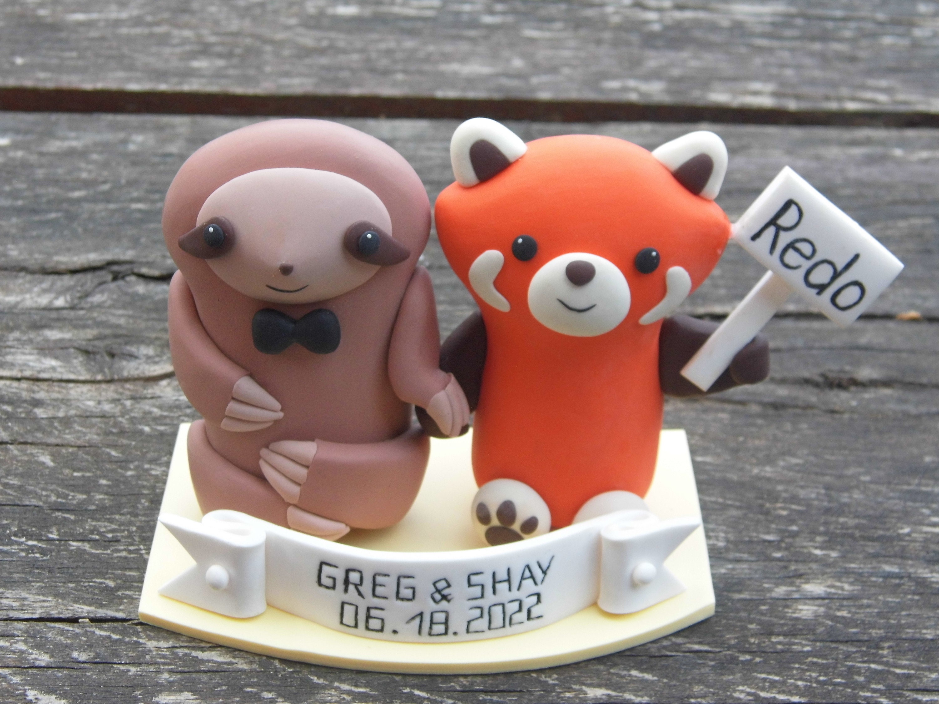 Red Panda Wedding Cake Topper, Red Panda Bride Groom Cake Topper ...