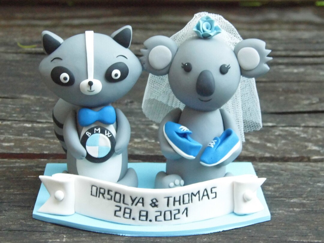 Animal Wedding Cake Topper, Gift for Couple, Animal Couple Cake Topper ...