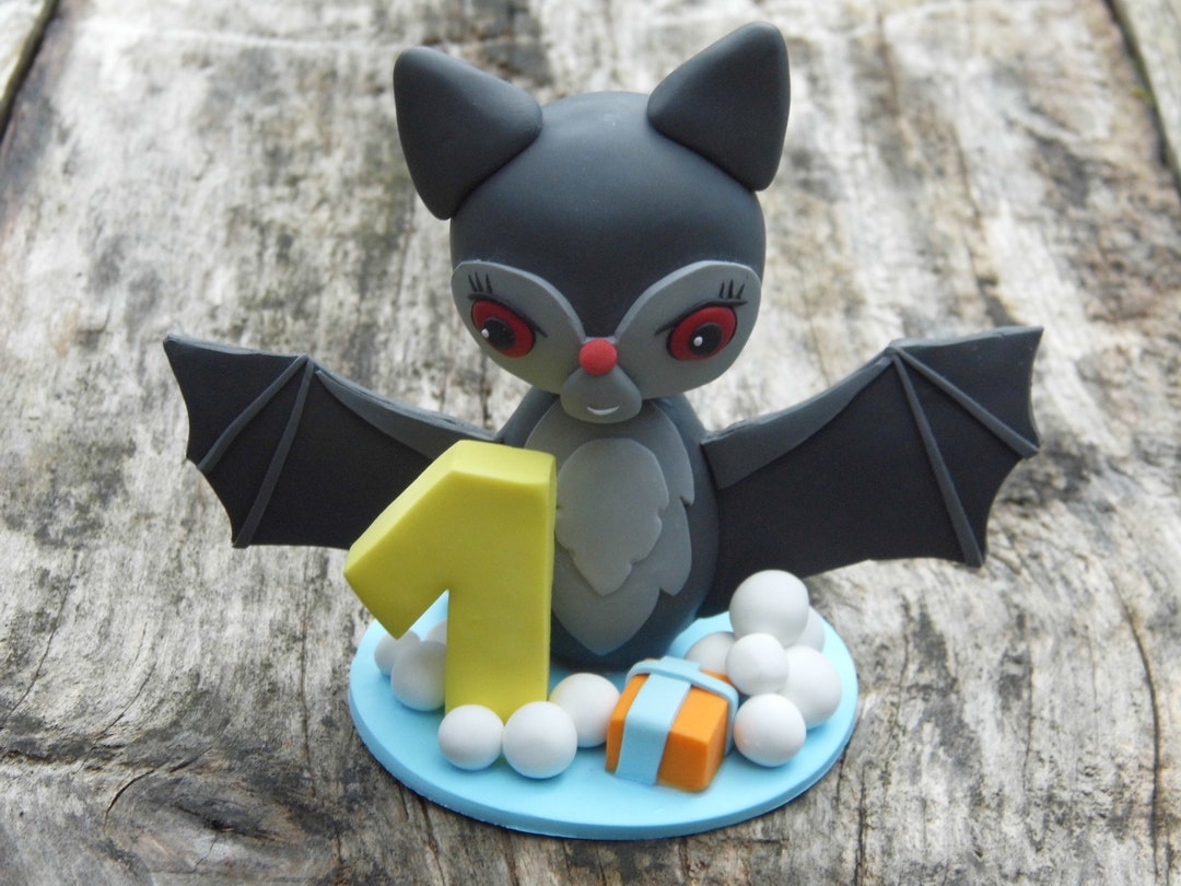 Birthday Bat Cake Topper, Custom Cake Topper, Cake Figure, Bat Birthday ...