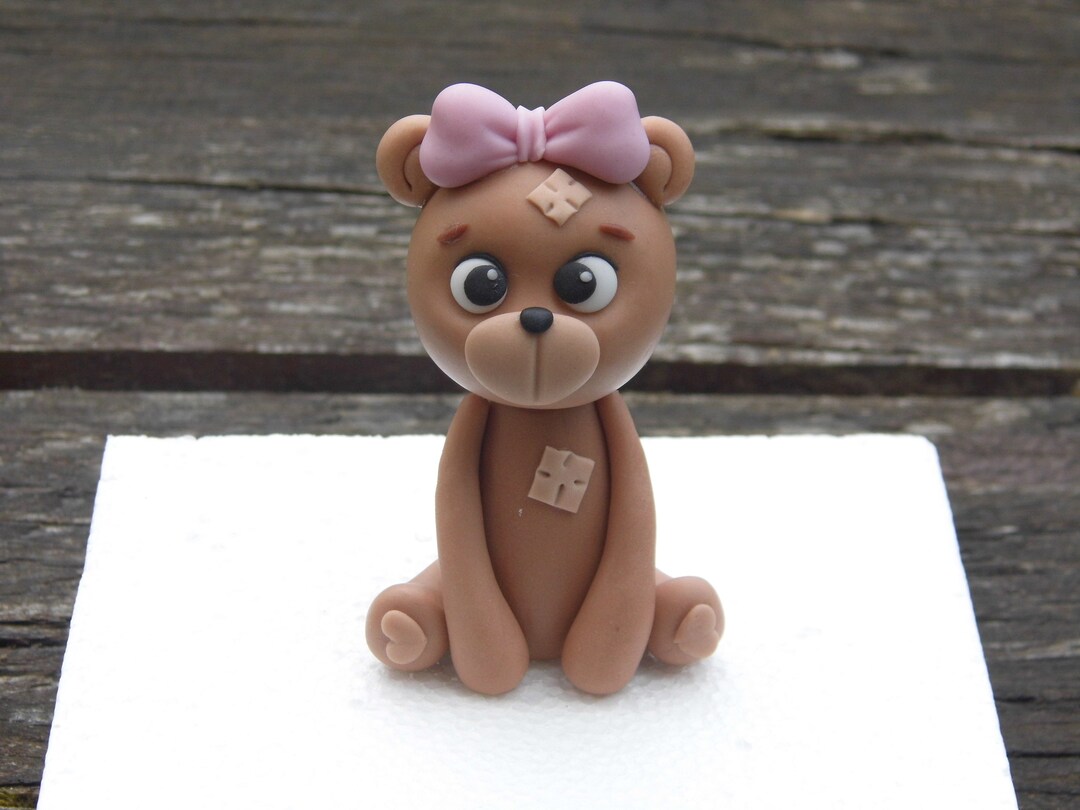 Fondant Bear Cake Topper, Cake Figurine Bear, Woodland Birthday Party ...