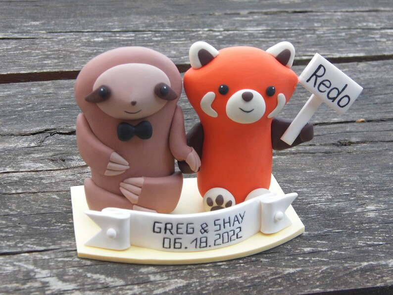 Red Panda Wedding Cake Topper, Red Panda Bride Groom Cake Topper ...