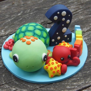 Turtle Birthday Cake Topper, Turtle Birthday Cake Figurine, Under the ...