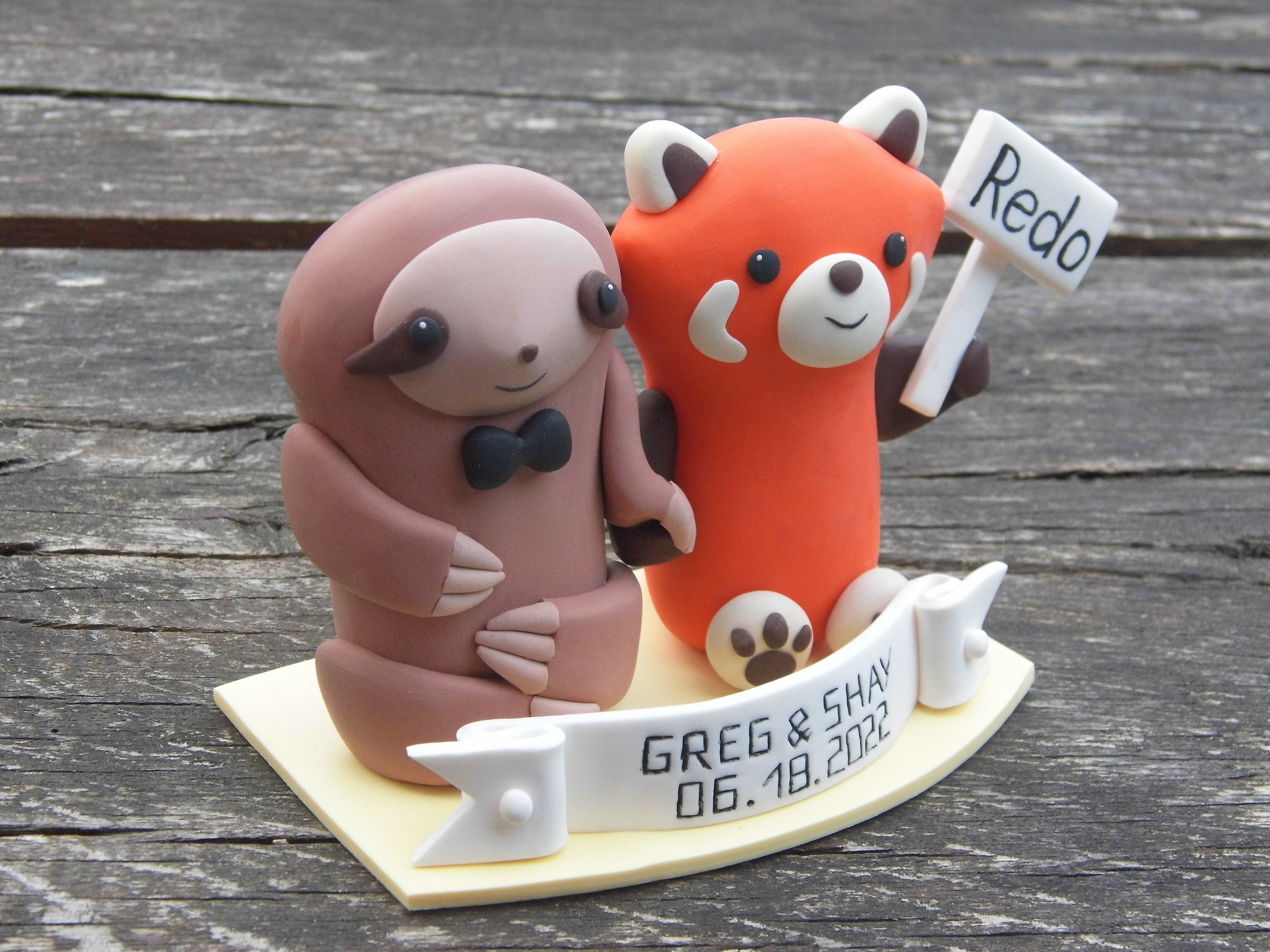 Red Panda Wedding Cake Topper, Red Panda Bride Groom Cake Topper ...