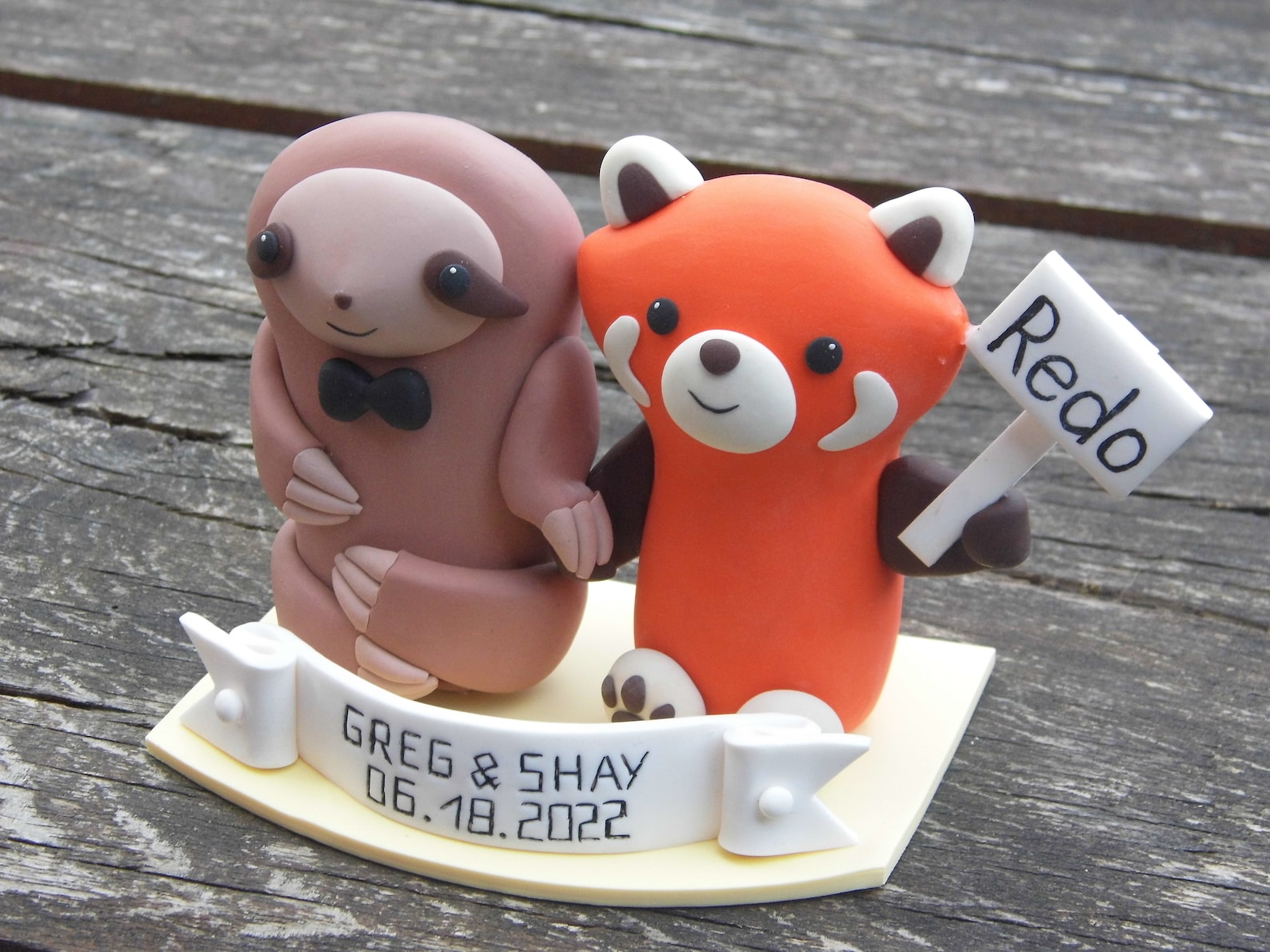 Red Panda Wedding Cake Topper, Red Panda Bride Groom Cake Topper ...