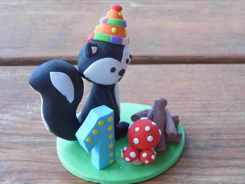 Skunk Birthday Cake Topper, Skunk Figurine, Woodland Birthday Party ...