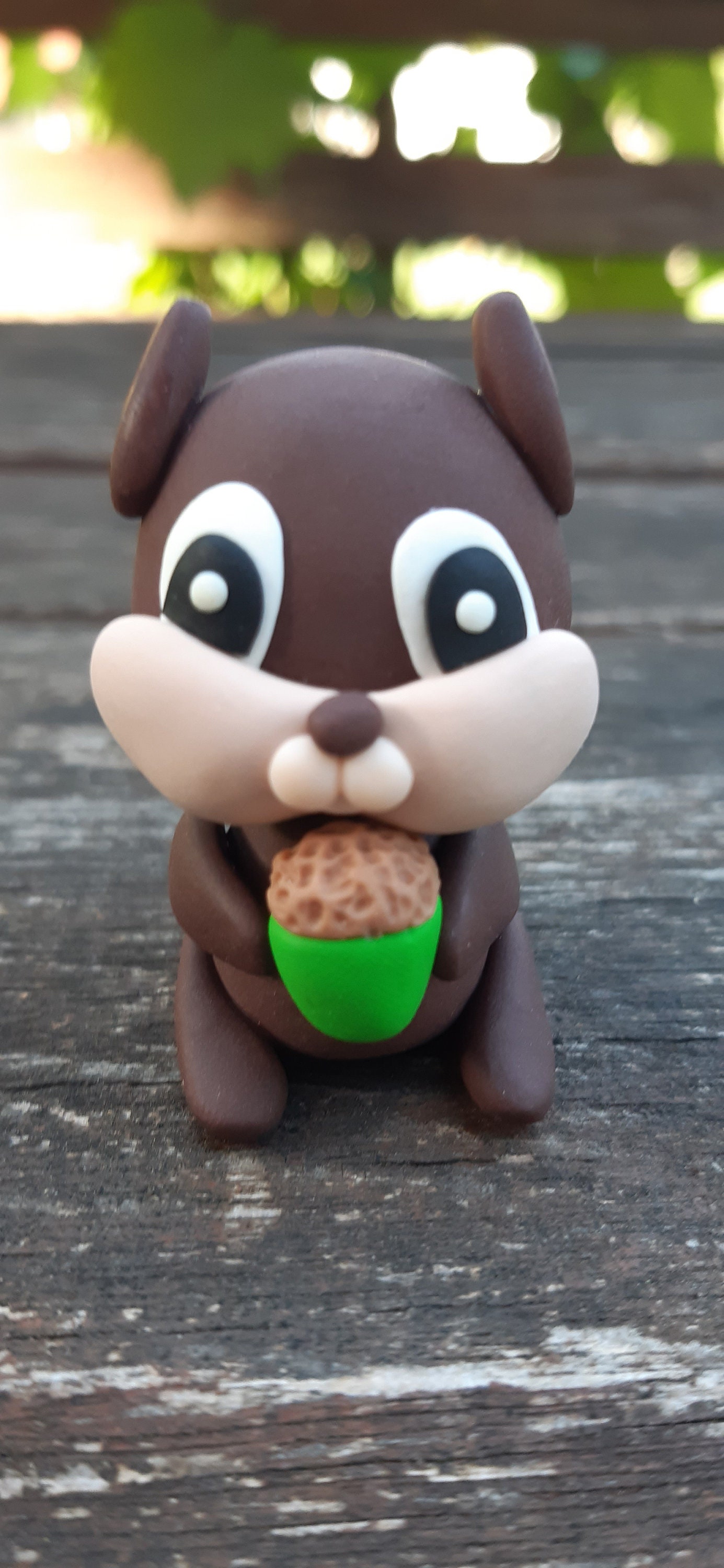 Squirrel Birthday Cake Topper Figure, Clay Woodland Animal Cake Topper ...