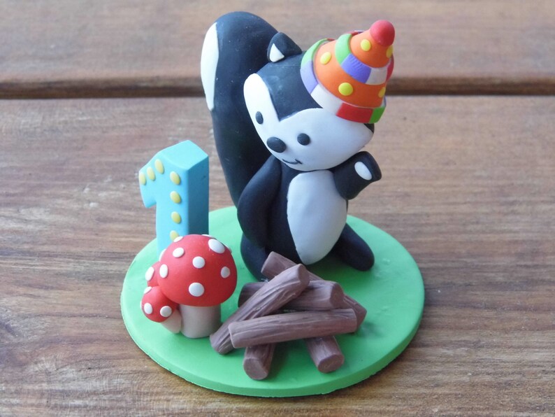 Skunk Birthday Cake Topper, Skunk Figurine, Woodland Birthday Party ...