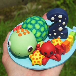 Turtle Birthday Cake Topper, Turtle Birthday Cake Figurine, Under the ...