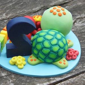 Turtle Birthday Cake Topper, Turtle Birthday Cake Figurine, Under the ...