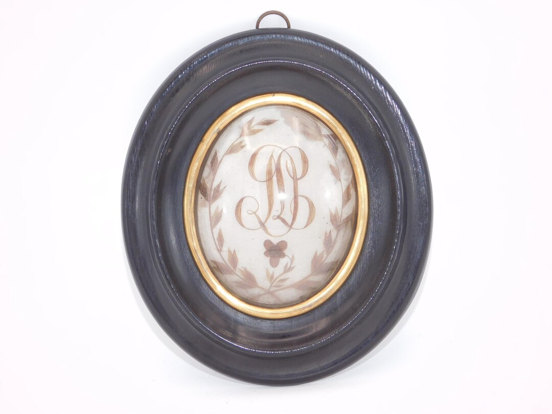 Victorian Mourning Hair Art in Beveled Glass Frame - Etsy