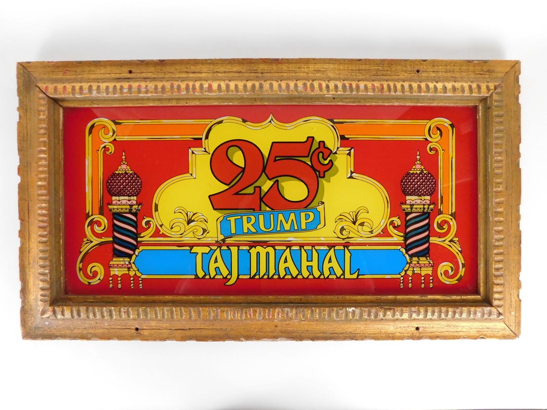 Vintage 25 Cent TRUMP TAJ MAHAL Slot Machine Game Panel Framed Sign ...