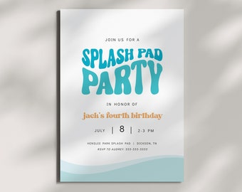 Editable Splash Pad Party Invitation Template Girls Sprinkler Park ...