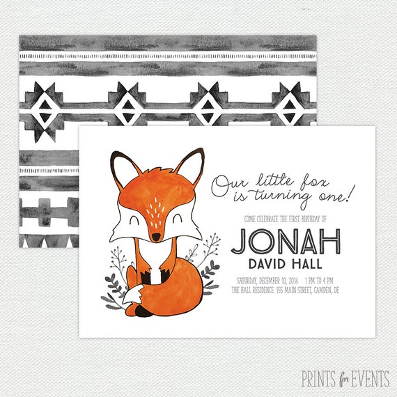 Printable Fox Birthday Invitation by Prints For Events | Catch My Party