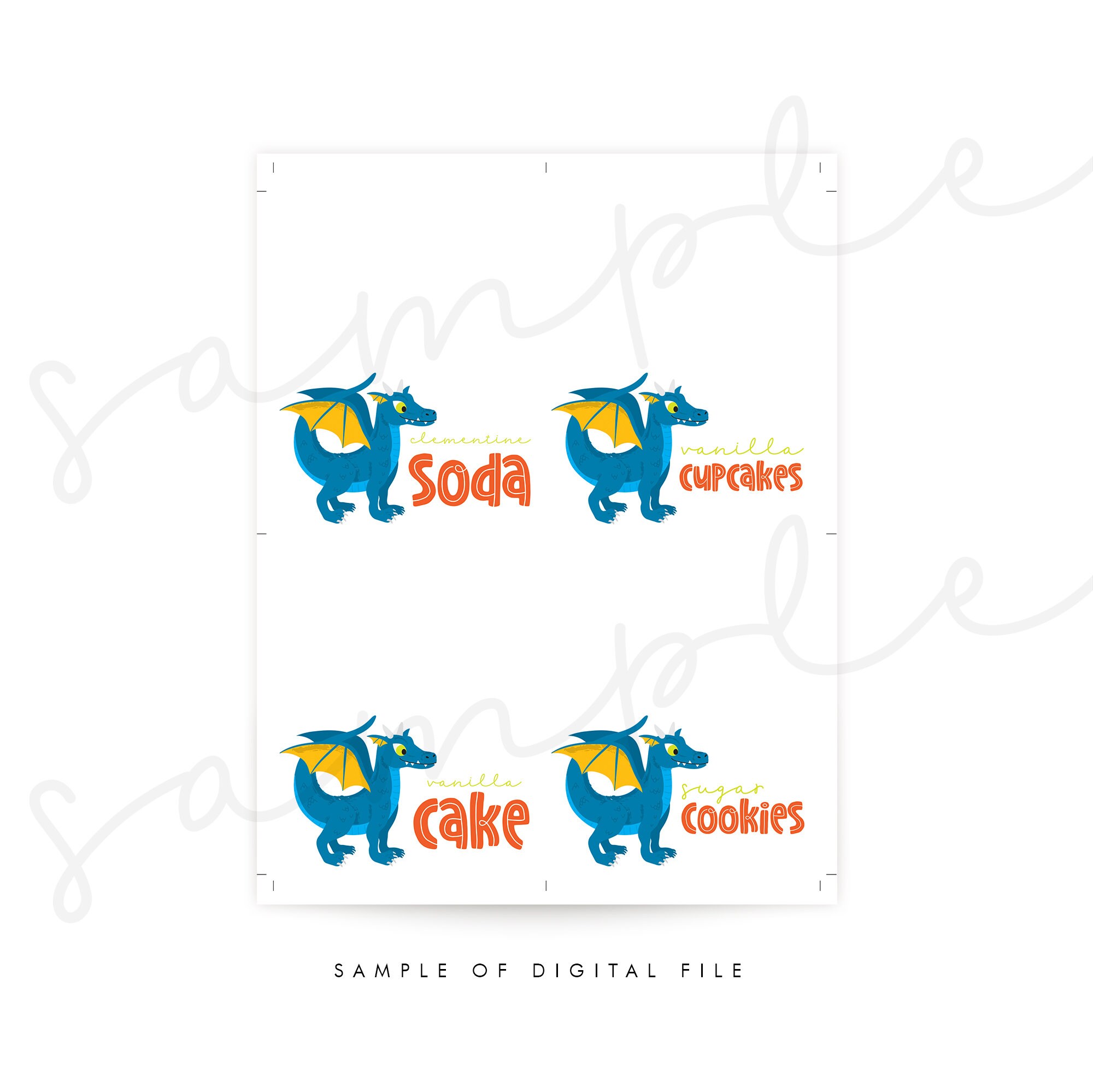 Printable Food Labels Dragon Party | Etsy