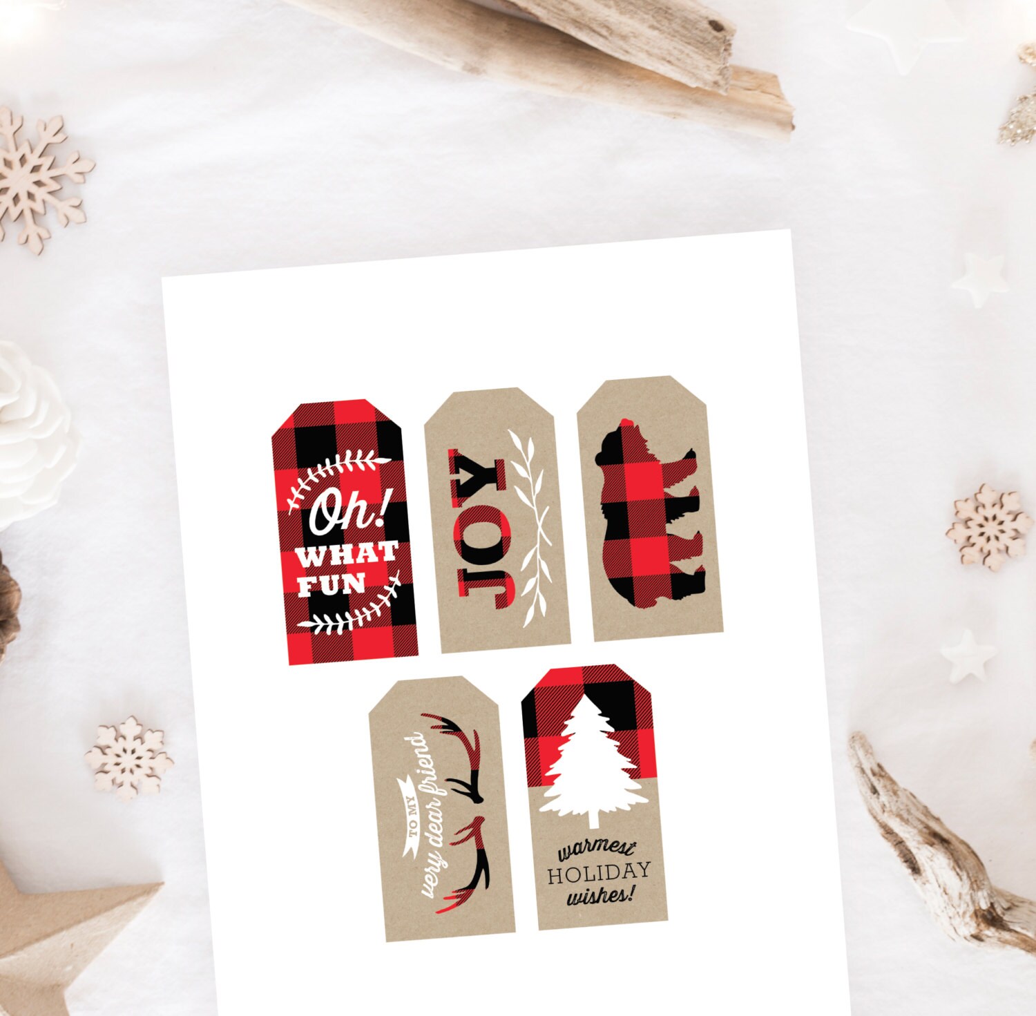 Printable Gift Tags Plaid Christmas Tags - Etsy