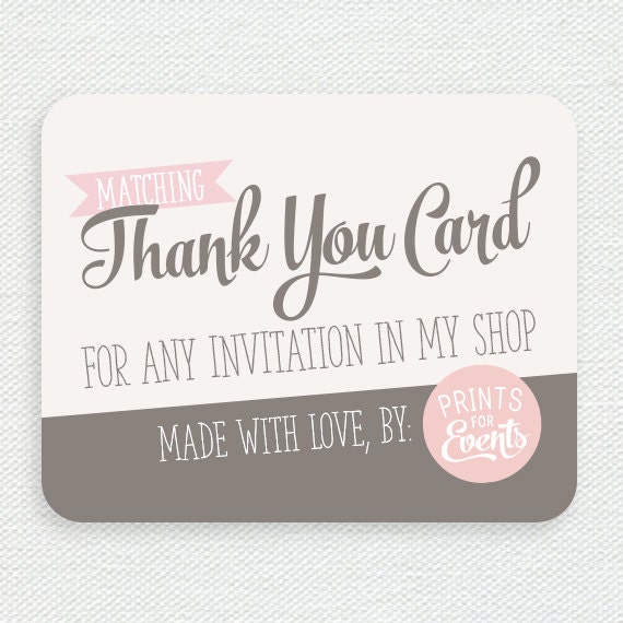 Matching Thank You Card | Etsy