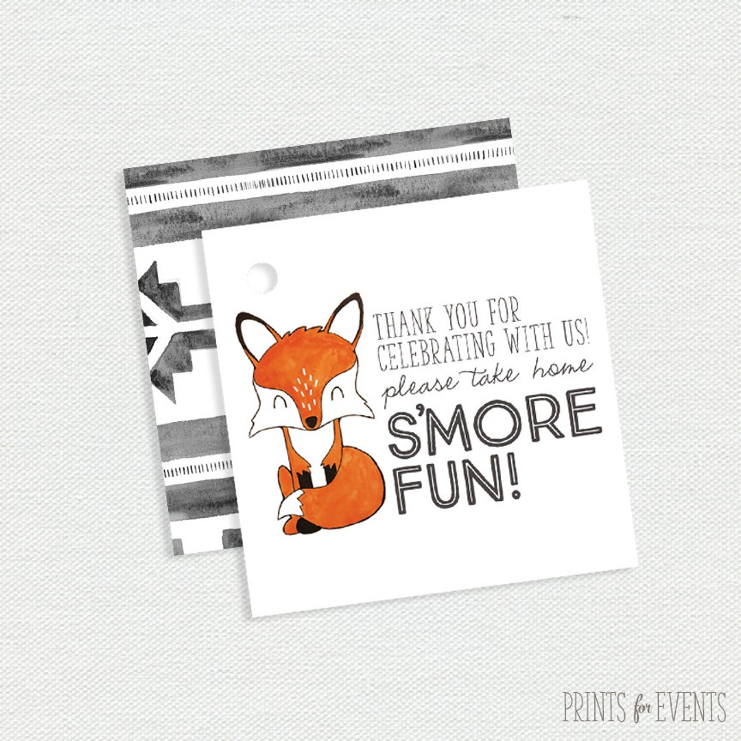 Printable Fox Favor Tags S'mores Our Little Fox - Etsy