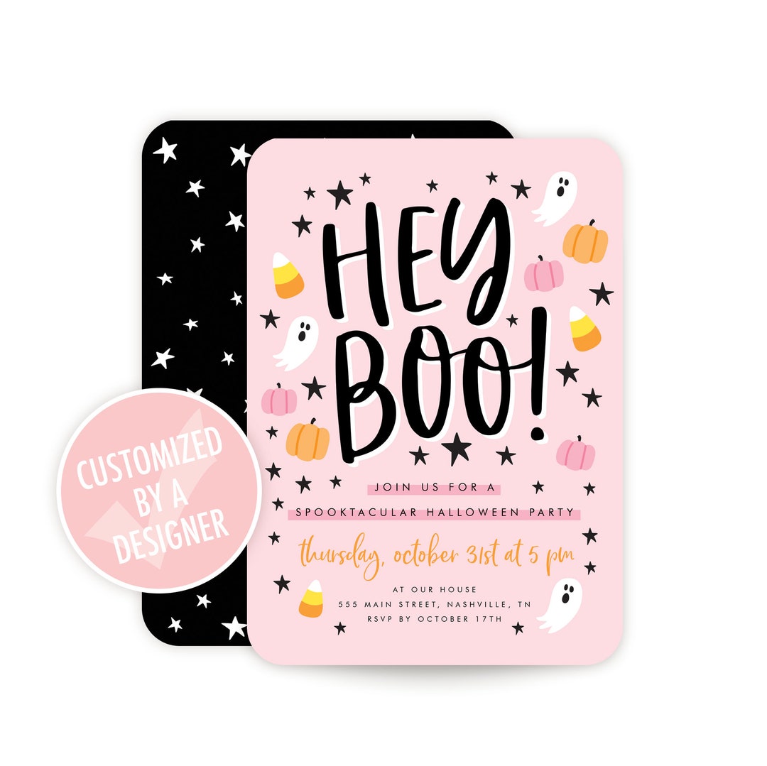 Halloween Party Invitation - Hey Boo - Digital - Etsy