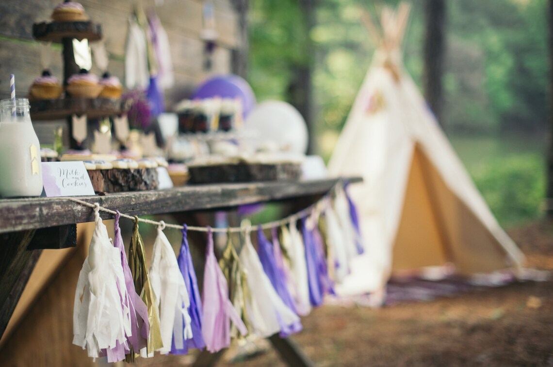 Printable Food Labels - Boho Teepee Floral Birthday Party - Watercolor ...