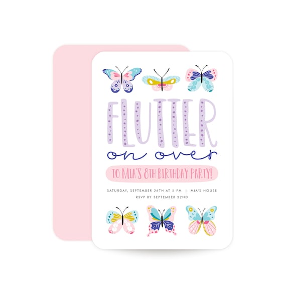 Butterfly Birthday Invitation - Flutter on over by Prints For Events ...