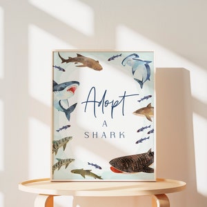 Adopt A Shark Sign and Certificate Set - Shark Party - Instant Download ...