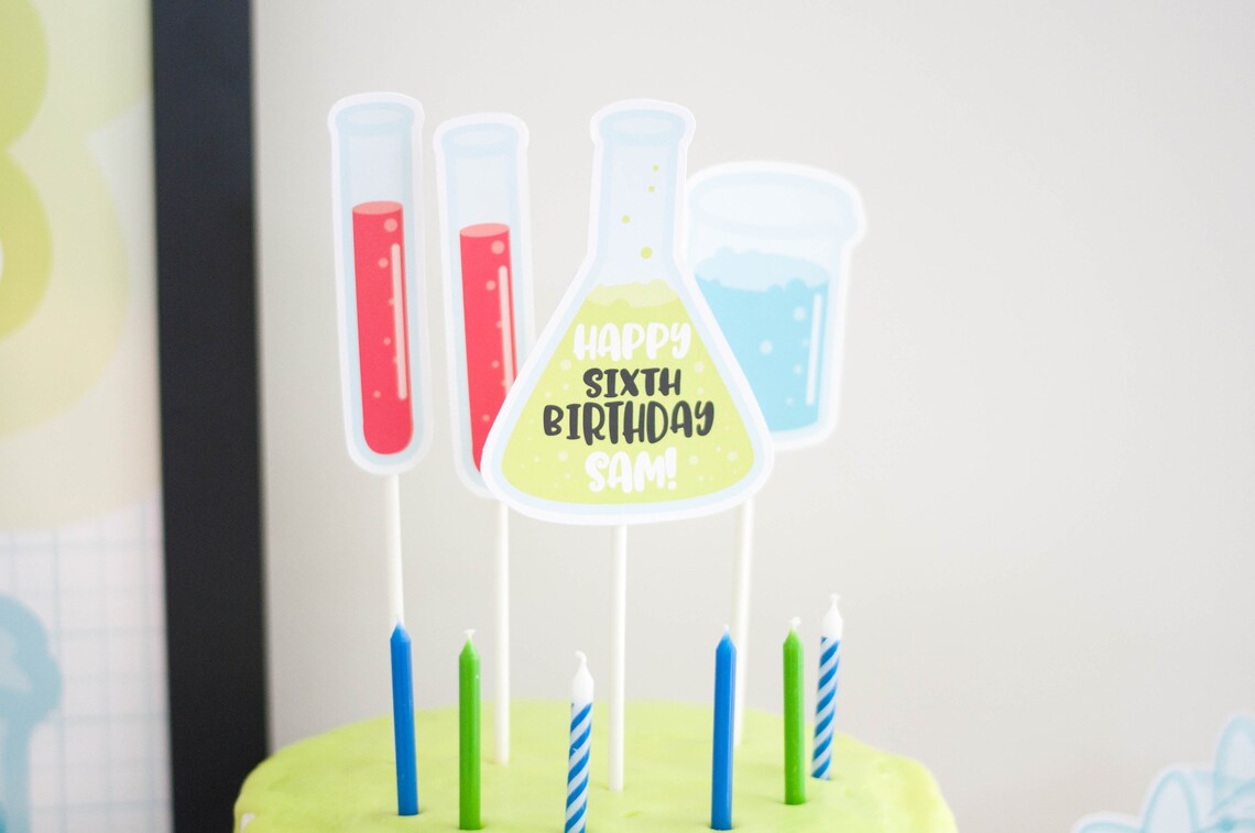 Printable Cake Topper Science Party - Etsy