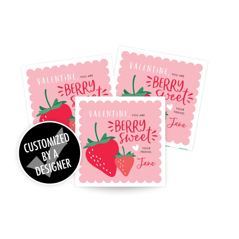 Berry Sweet Valentine - Classroom Valentine's Day Cards - Strawberry - Etsy