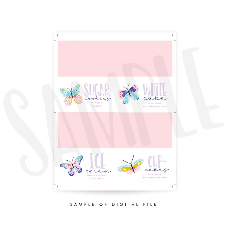 Printable Food Labels Butterfly Party Flutter - Etsy