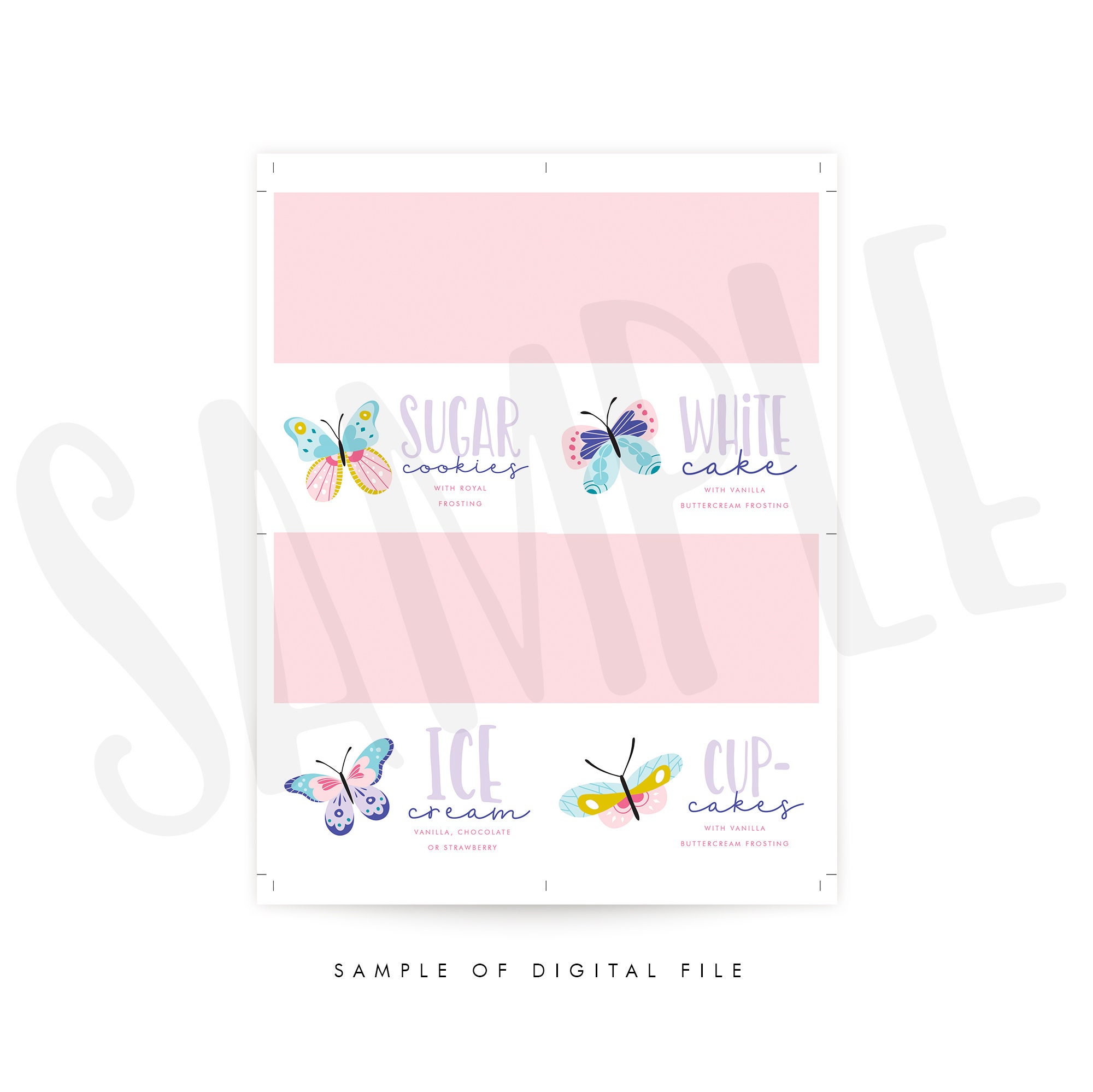 Printable Food Labels Butterfly Party Flutter | Etsy