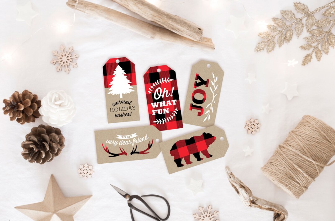 Printable Gift Tags - Plaid Christmas Tags - Etsy
