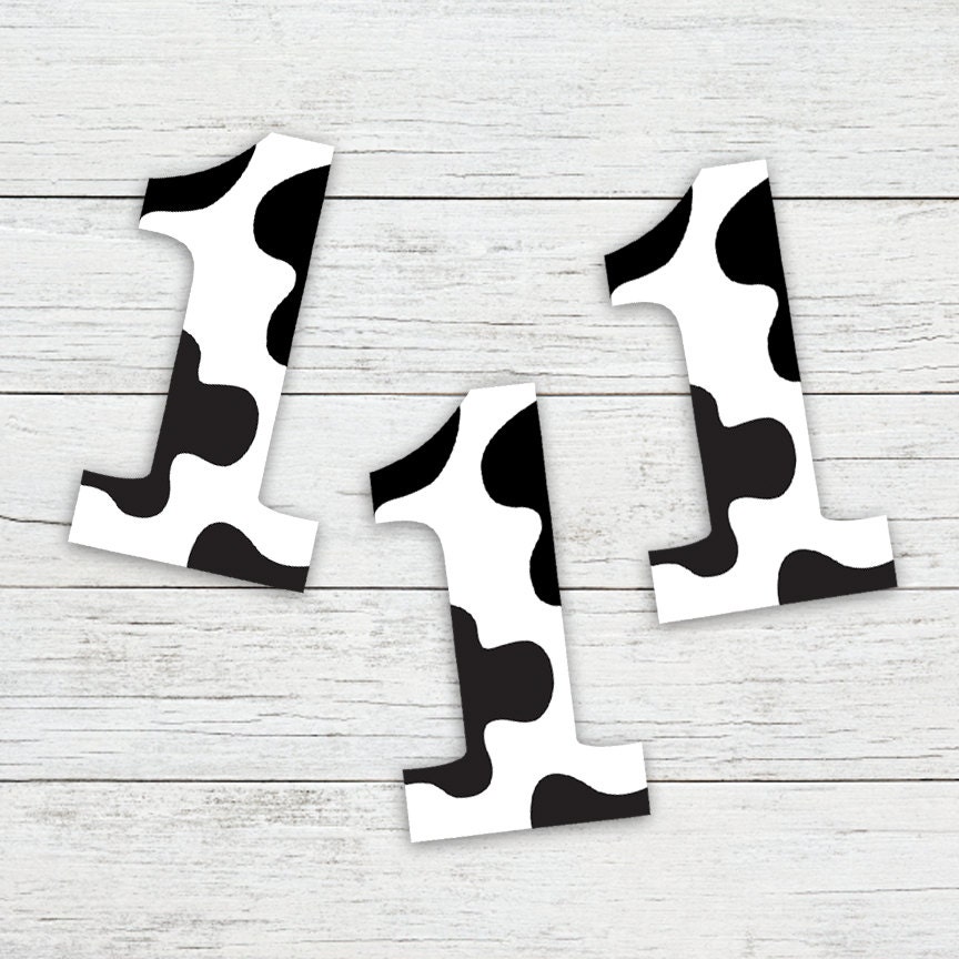Printable Cupcake Toppers - Cow Print - Number One - Farm Animal ...