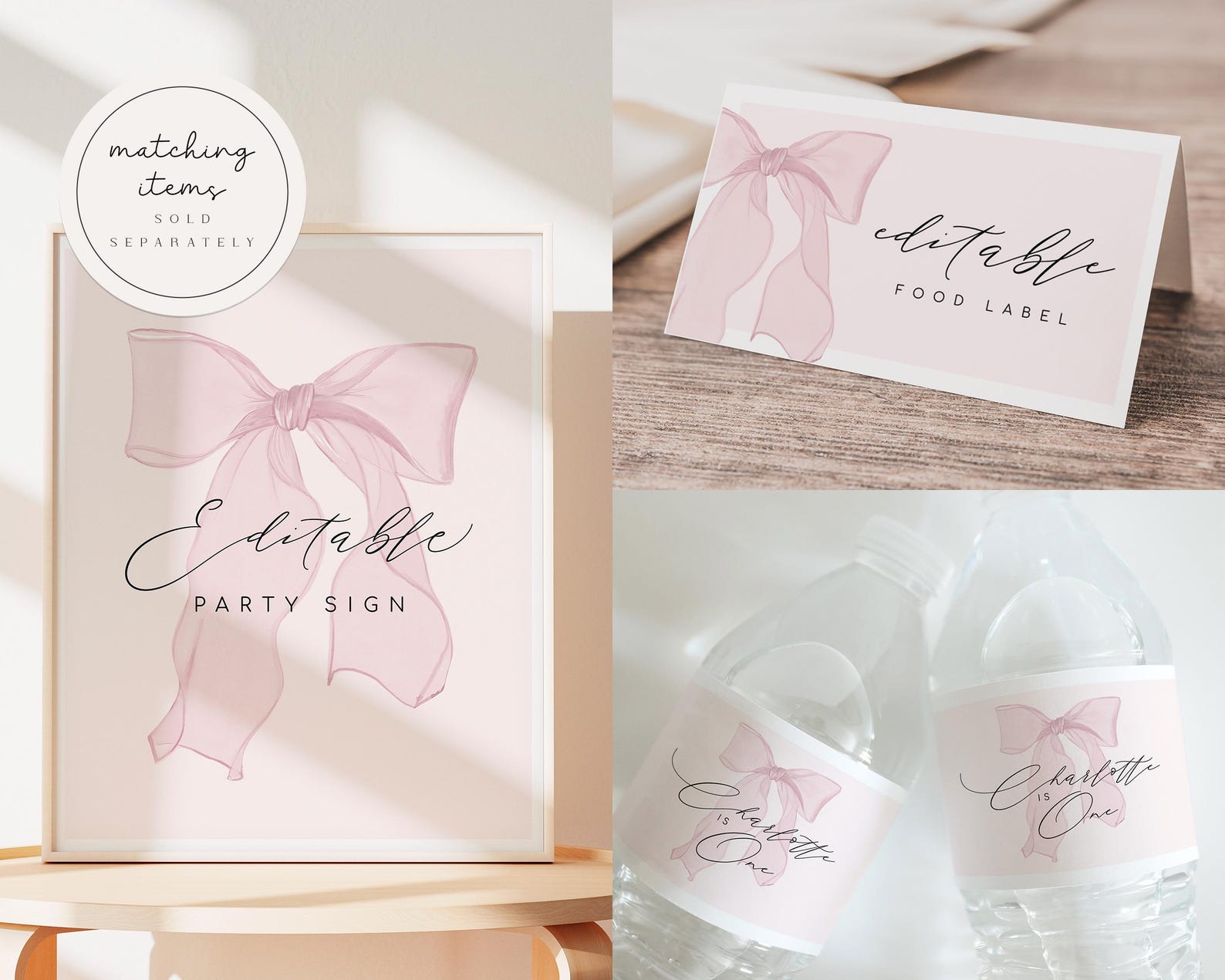Pink Bow Birthday Stats Poster - Editable Template - Instant Download ...
