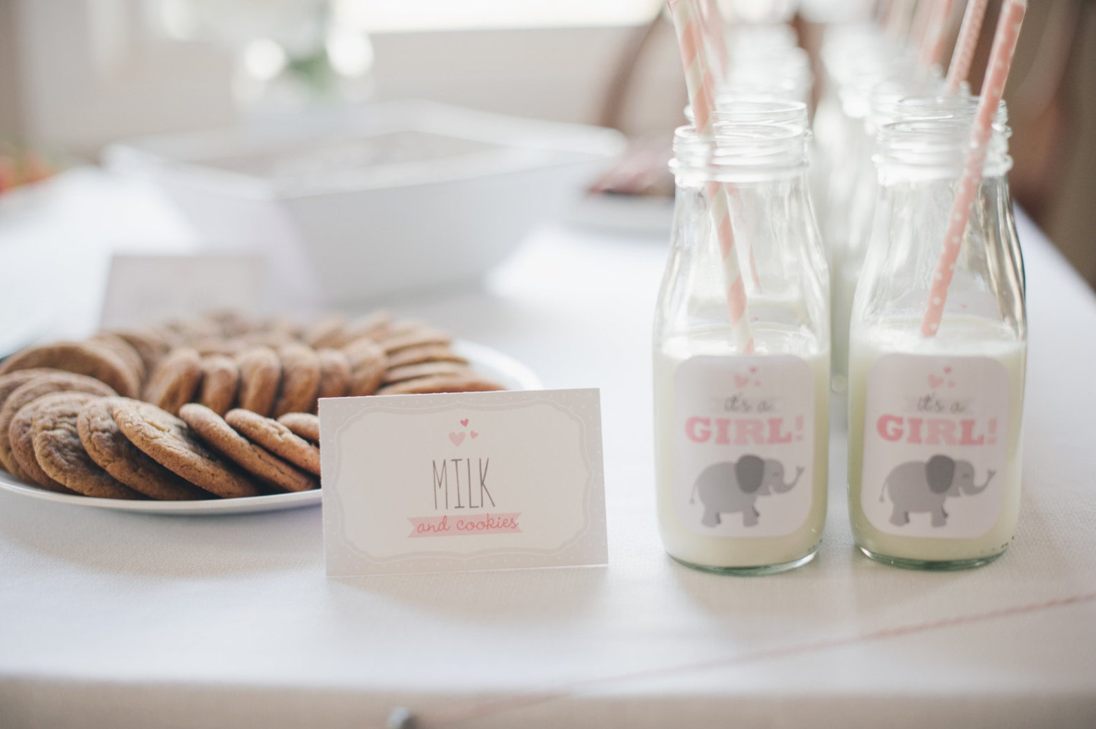 Printable Milk Bottle Labels Pink Elephant Baby Shower - Etsy