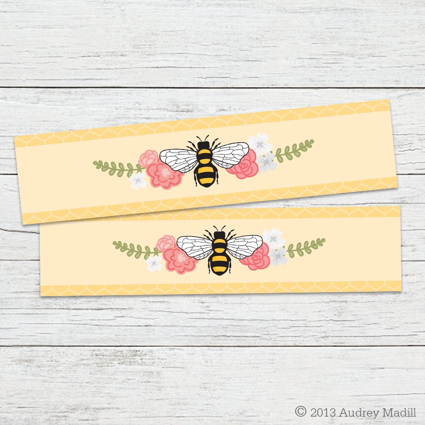 Printable Water Bottle Labels Honey Bee Party | Etsy